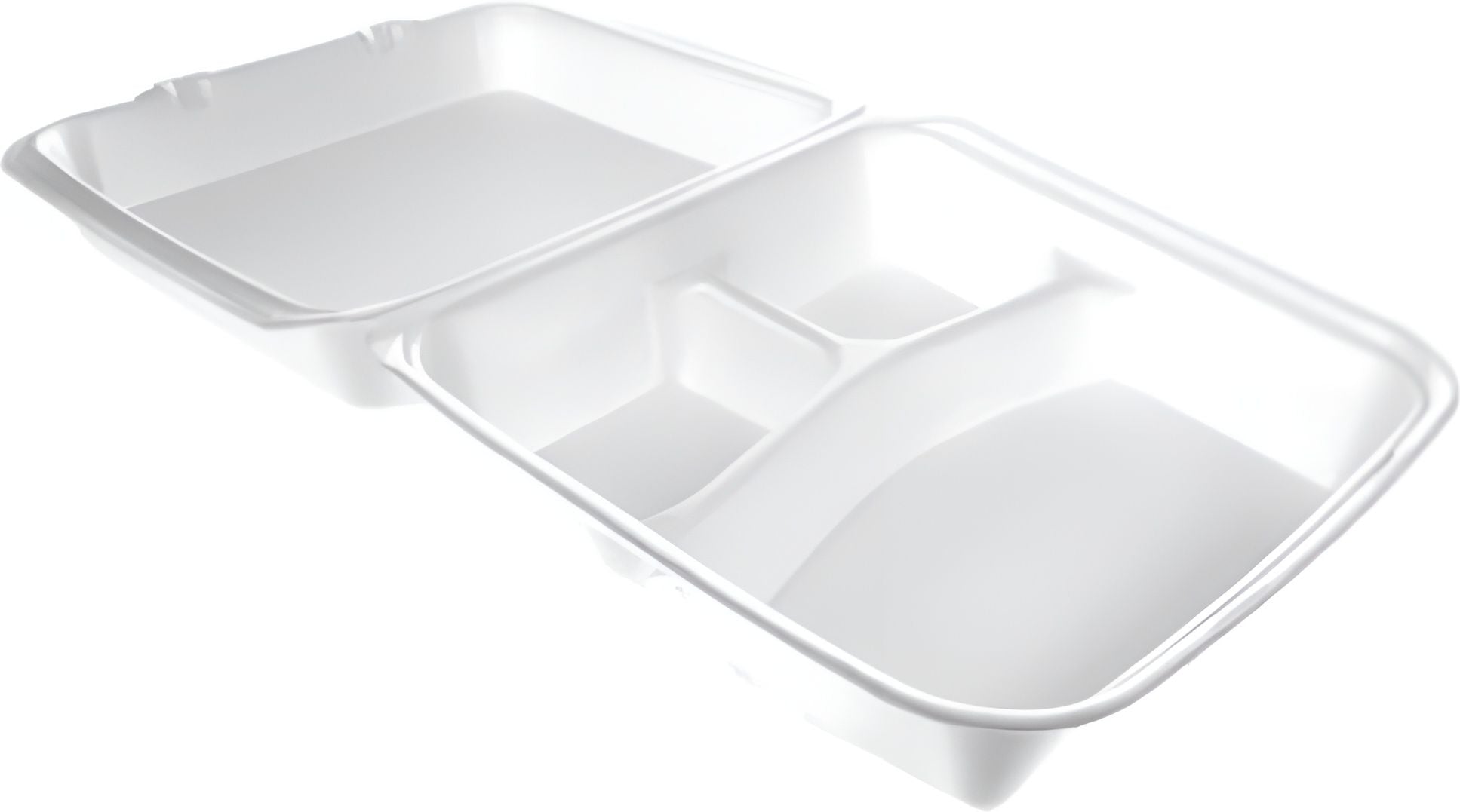 CKF Inc. - 8.3" x 7.6" x 2.3" FST23-3C Medium White Rectangular Foam Hinged Container, Pack of ...