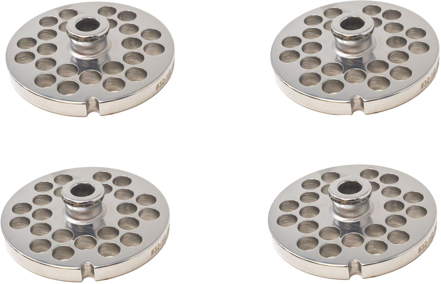Omcan - #32 European-Style (12 mm) Stainless Steel Hubless Meat Grinder Plate, Pack of 4 - 11232 ...