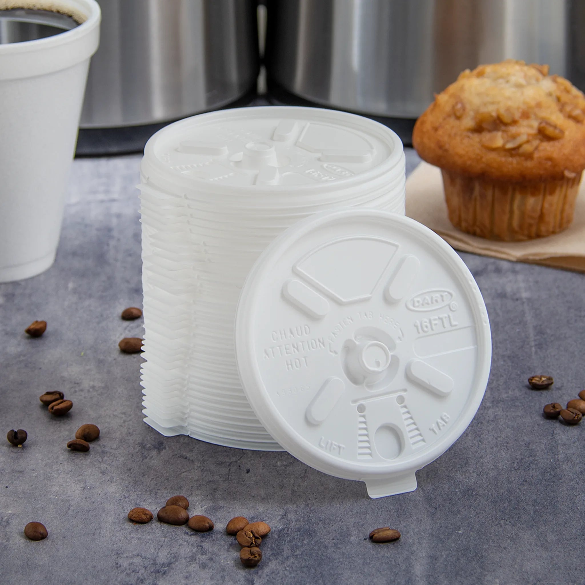 Dart - 12-24 Oz HIPS Plastic White Lift 'n' Lock Lid, 1000/Cs - 16FTL ...