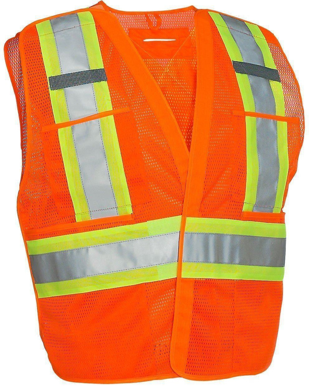 Forcefield - 5 Point Tear-Away Orange Large Mesh Traffic Vest with Hi ...