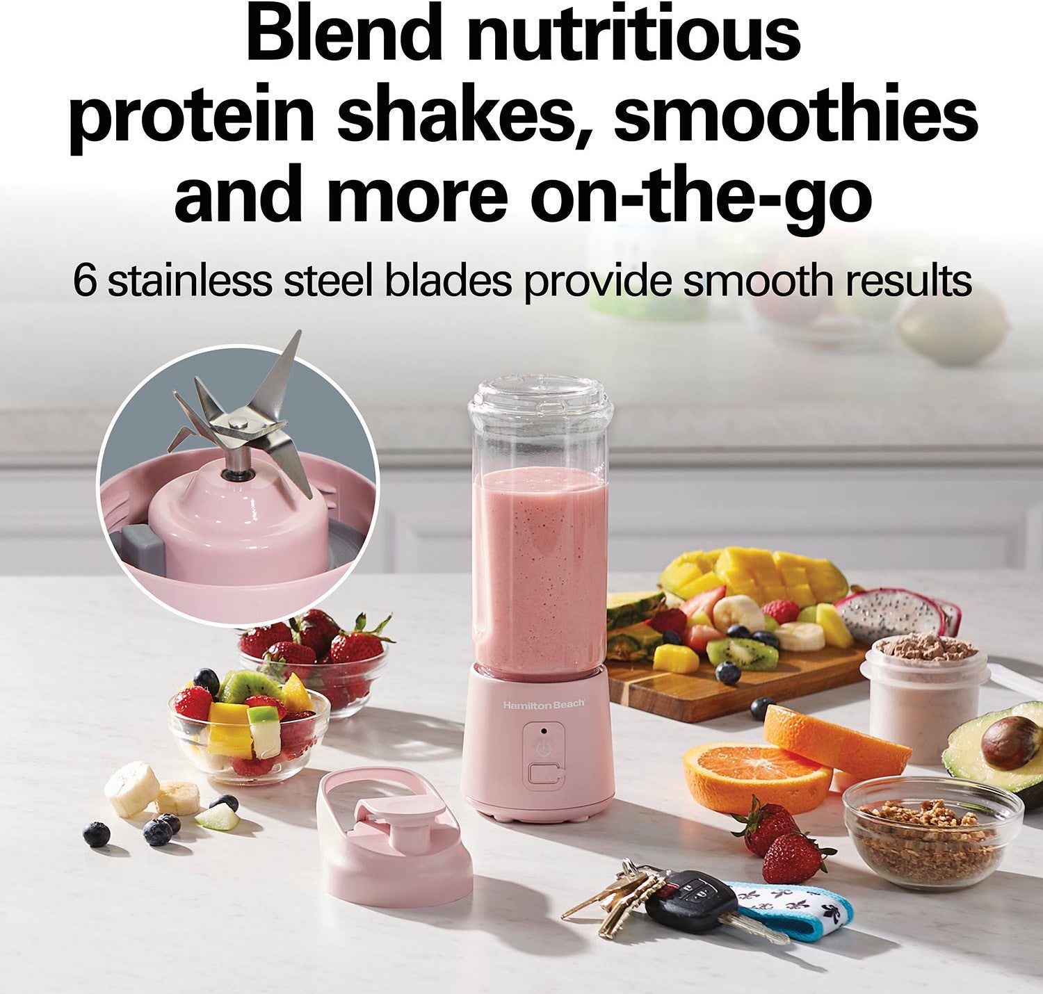 Hamilton Beach - Blend Now Portable Cordless Blender Rose - 51181J ...