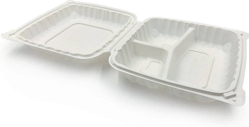 RitePak - 9" X 9" MFPP 3 Compartment White Hinged Microwavable ...