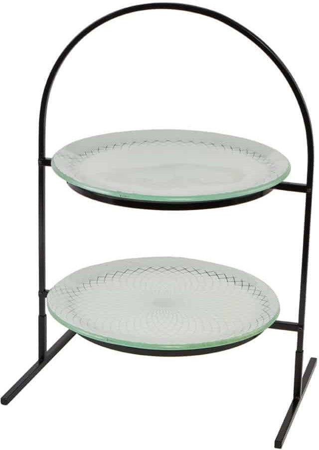 Rosseto - 2 Level Round Black Metal Flat Packed Stand with Two Spiro W ...