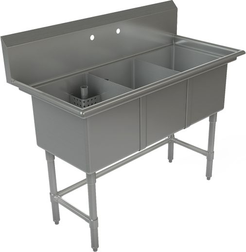 Tarrison - 51" 16 Gauge Three Compartment Sink without Drainboard - TA ...