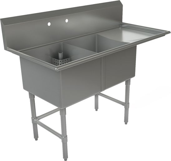 Tarrison - 57" 18 Gauge Two Compartment Sink with Right Drainboard - TA ...