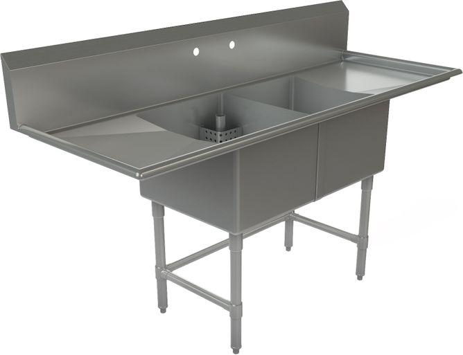 Tarrison - 72" 18 Gauge Two Compartment Sink with Left and Right ...
