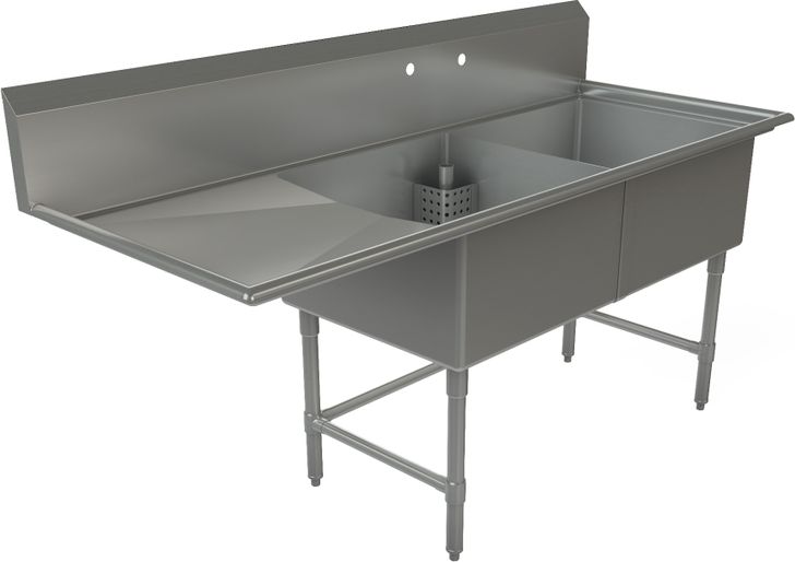 Tarrison - 75" 18 Gauge Two Compartment Sink with Left Drainboard - TA ...