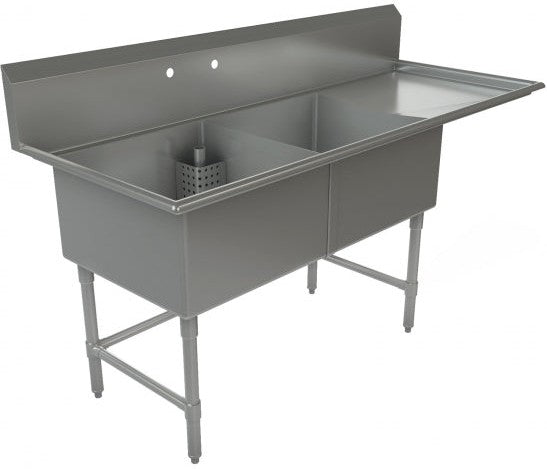 Tarrison - 75" Sink with 2 Compartments and 24"W x 24"L Bowl with 24 ...