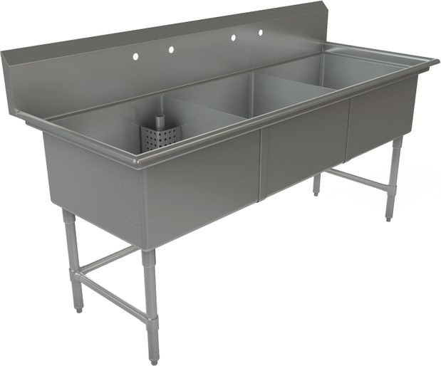 Tarrison - 78" 16 Gauge Three Compartment Sink without Drainboard - TA ...