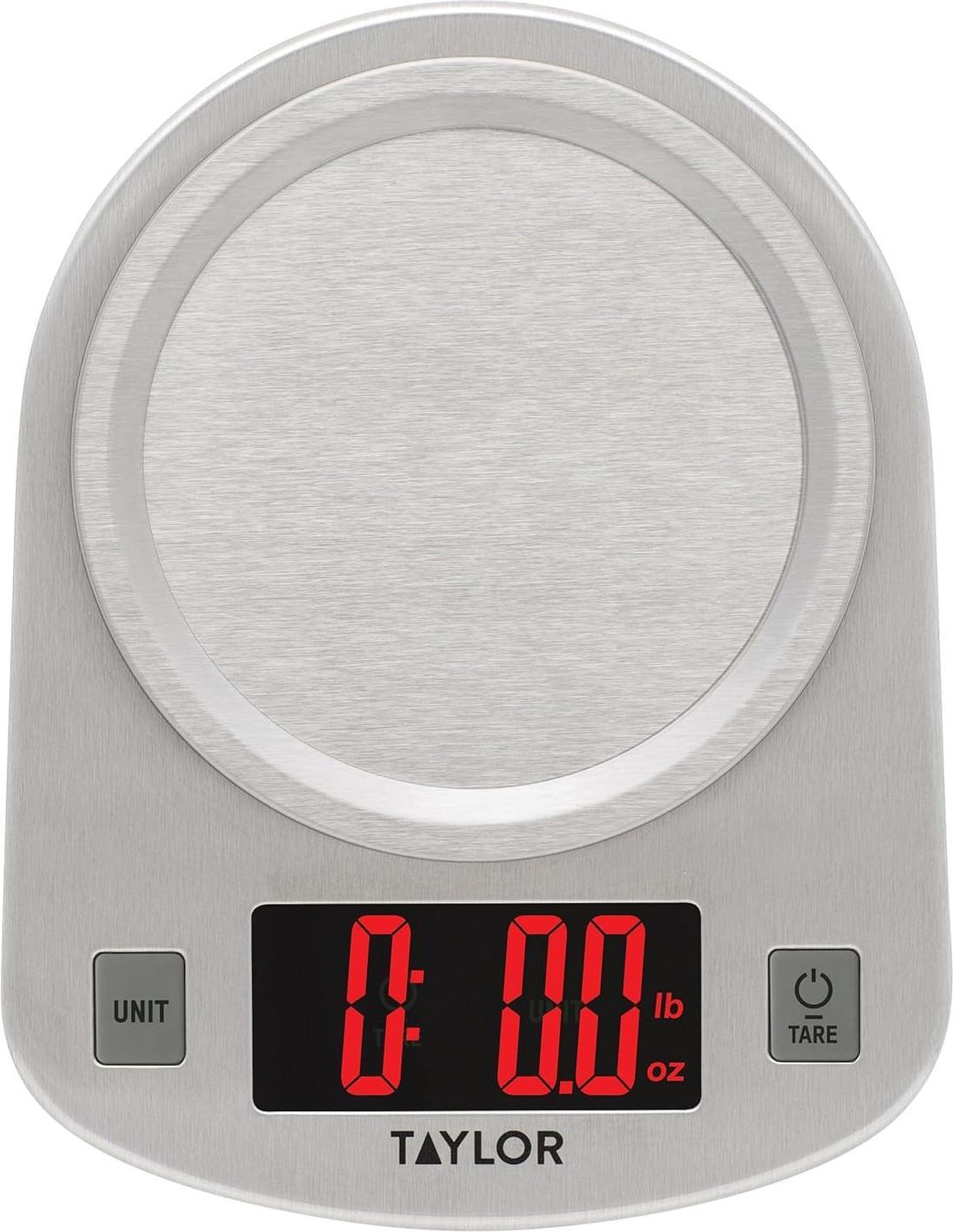 Taylor - 11 lbs Capacity Stainless Steel LED Digital Kitchen Scale ...